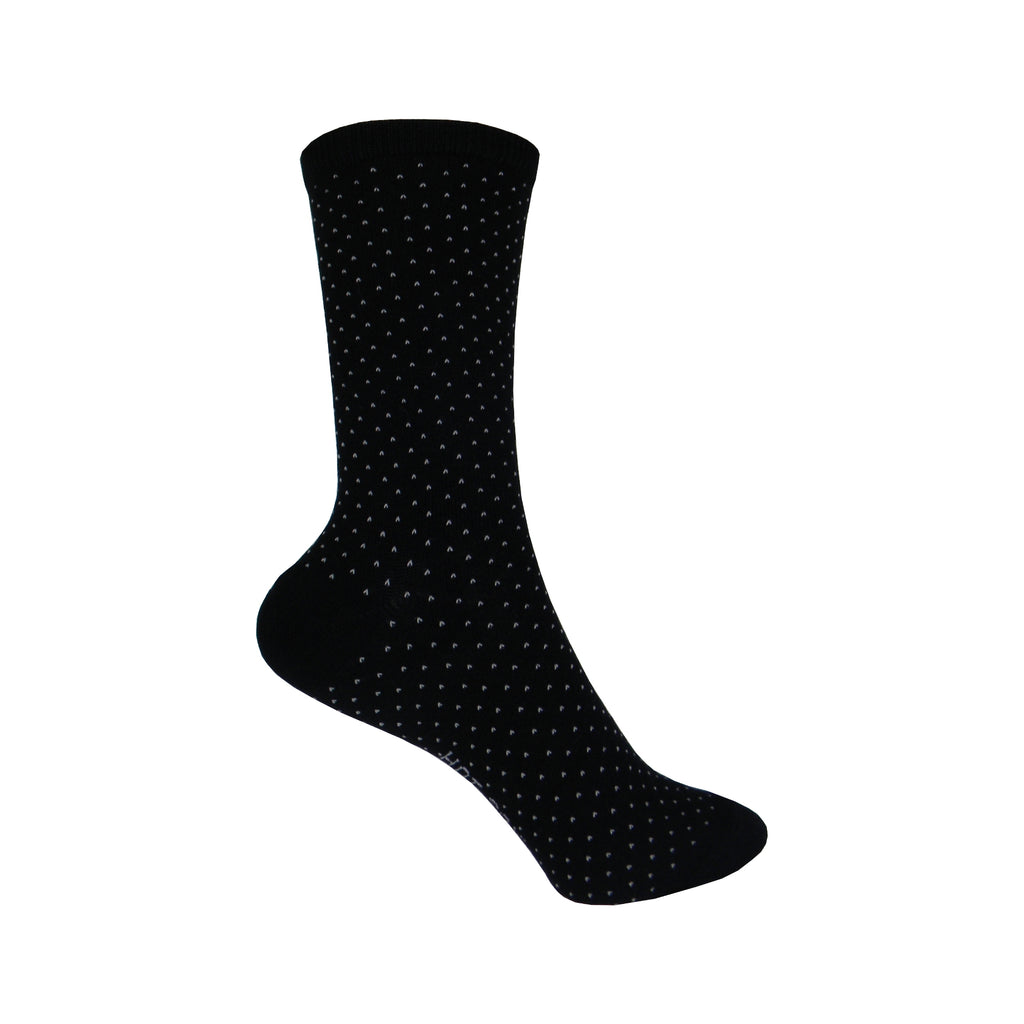 Three Pairs of Pin Dot Crew Socks in Black - Poppysocks