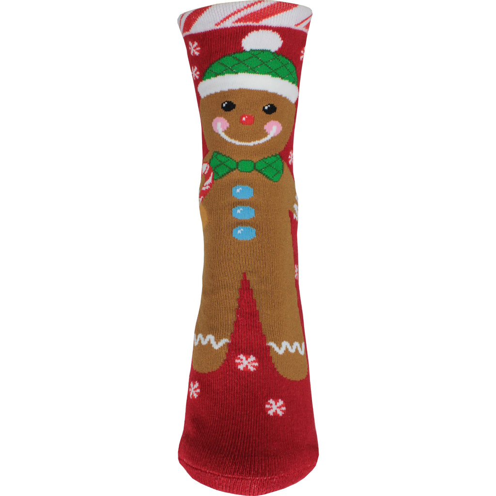 Gingerbread Slipper Crew Socks in Red - Poppysocks