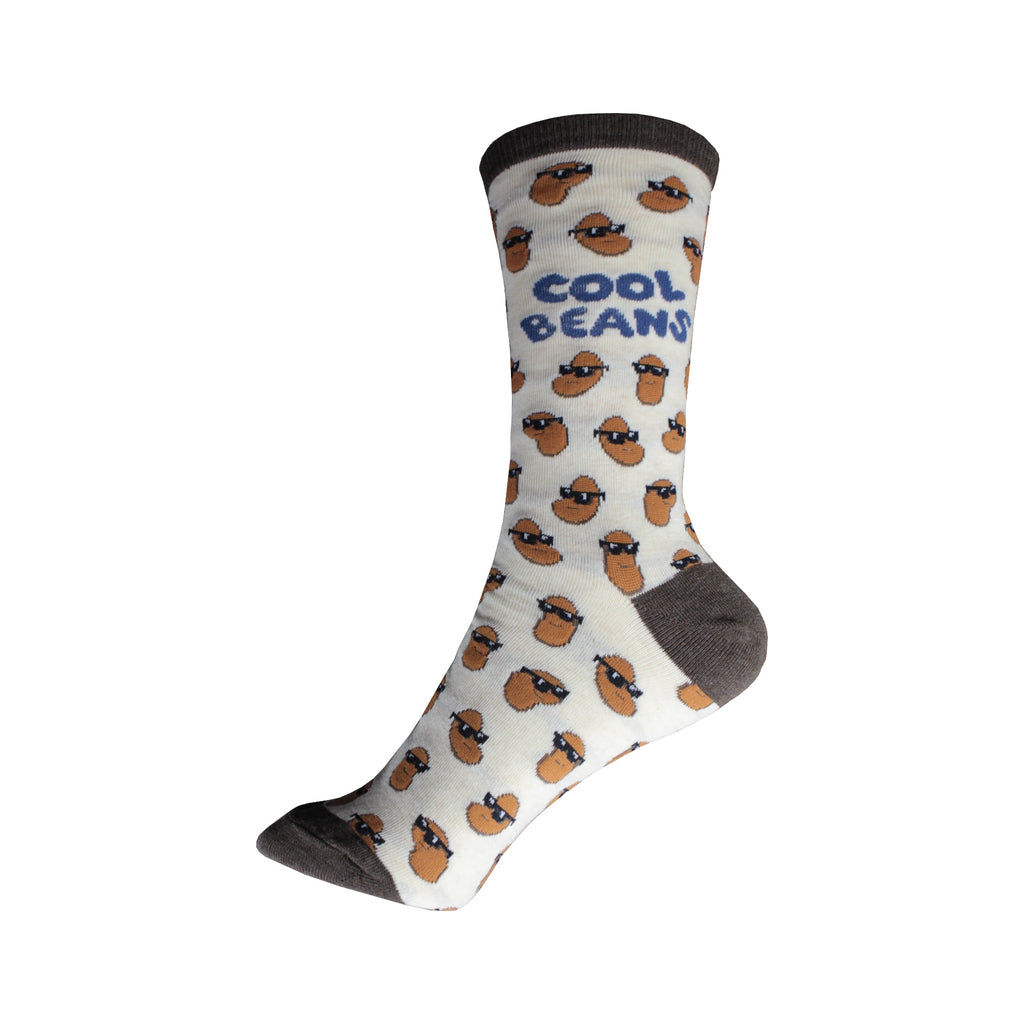 Cool Beans Crew Socks in Ivory Heather - Poppysocks